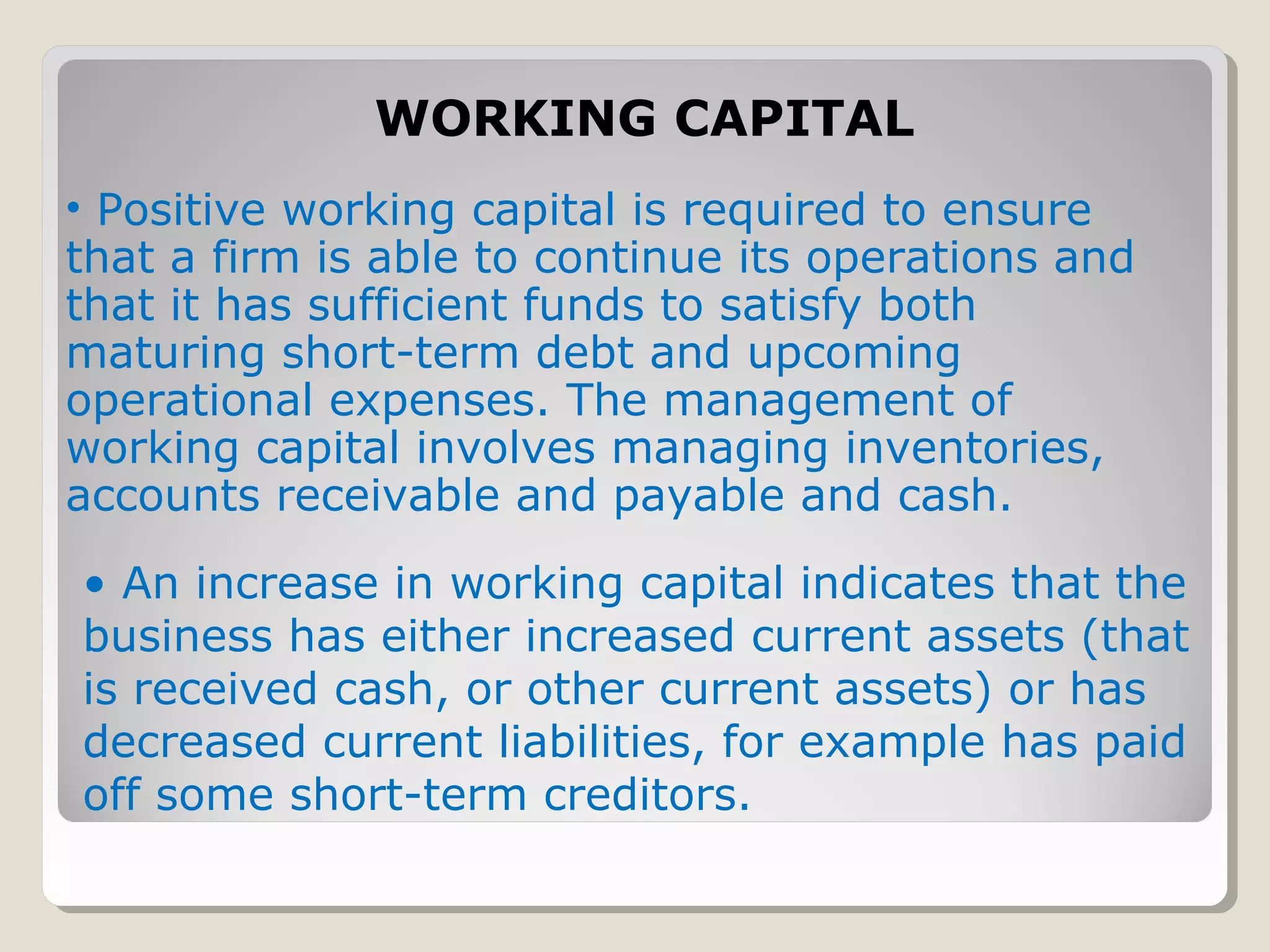 Working capital | PPT