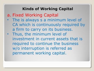 Working capital | PPT | Business Accounting & Finance | Business