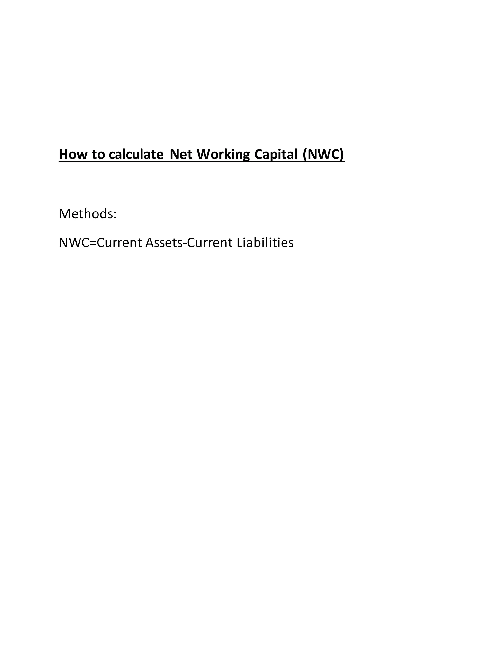 Net Working Capital | PDF