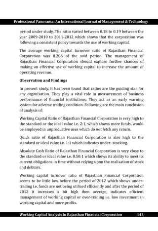 Working capital analysis in rajasthan financial corporation | PDF
