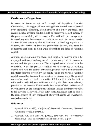 Working capital analysis in rajasthan financial corporation | PDF
