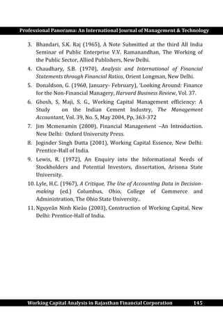 Working capital analysis in rajasthan financial corporation | PDF