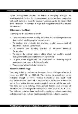 Working capital analysis in rajasthan financial corporation | PDF