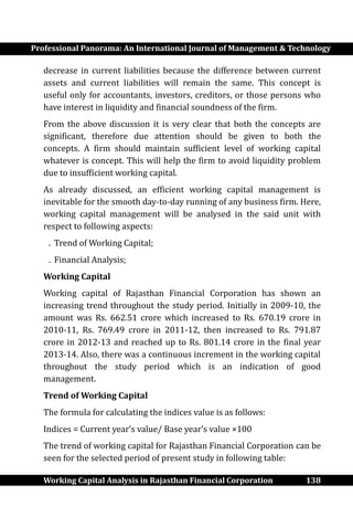 Working capital analysis in rajasthan financial corporation | PDF