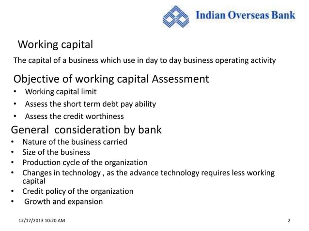 Working capital assessment PPT | PPTX | Business Accounting & Finance | Business