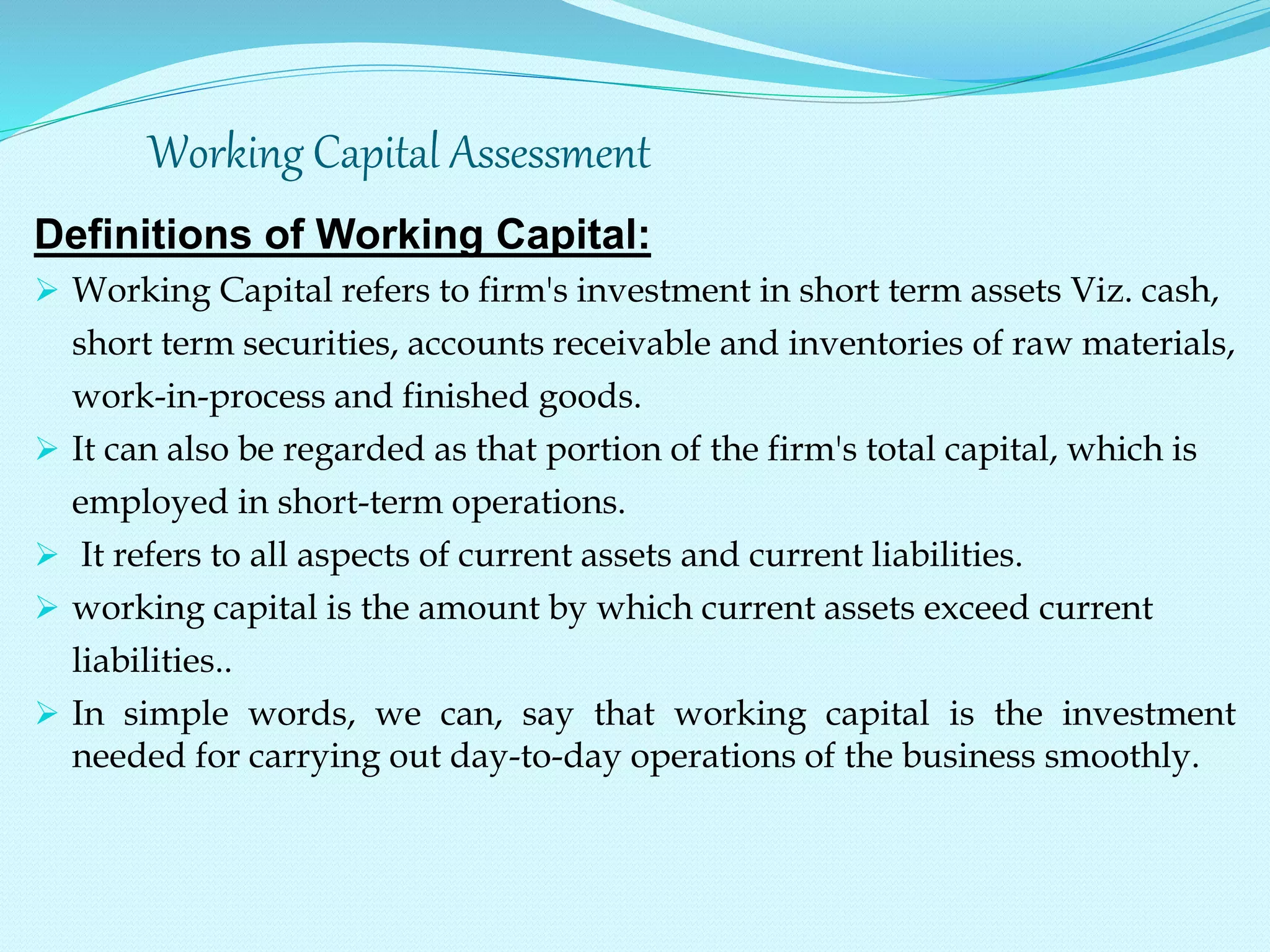 Working capital assessment | PPT