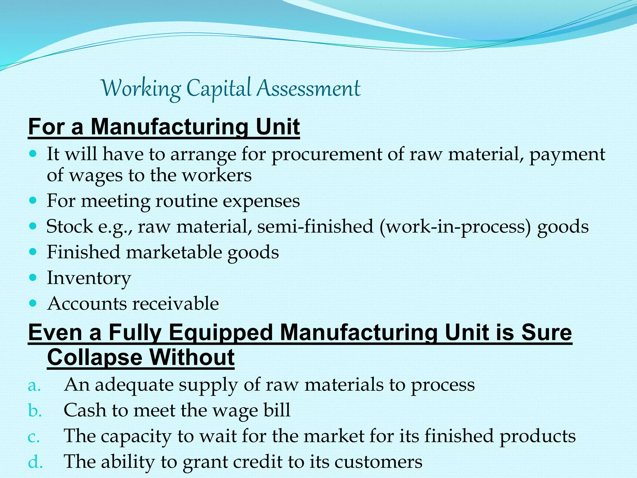 Working capital assessment | PPT