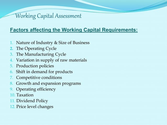 Working capital assessment | PPT