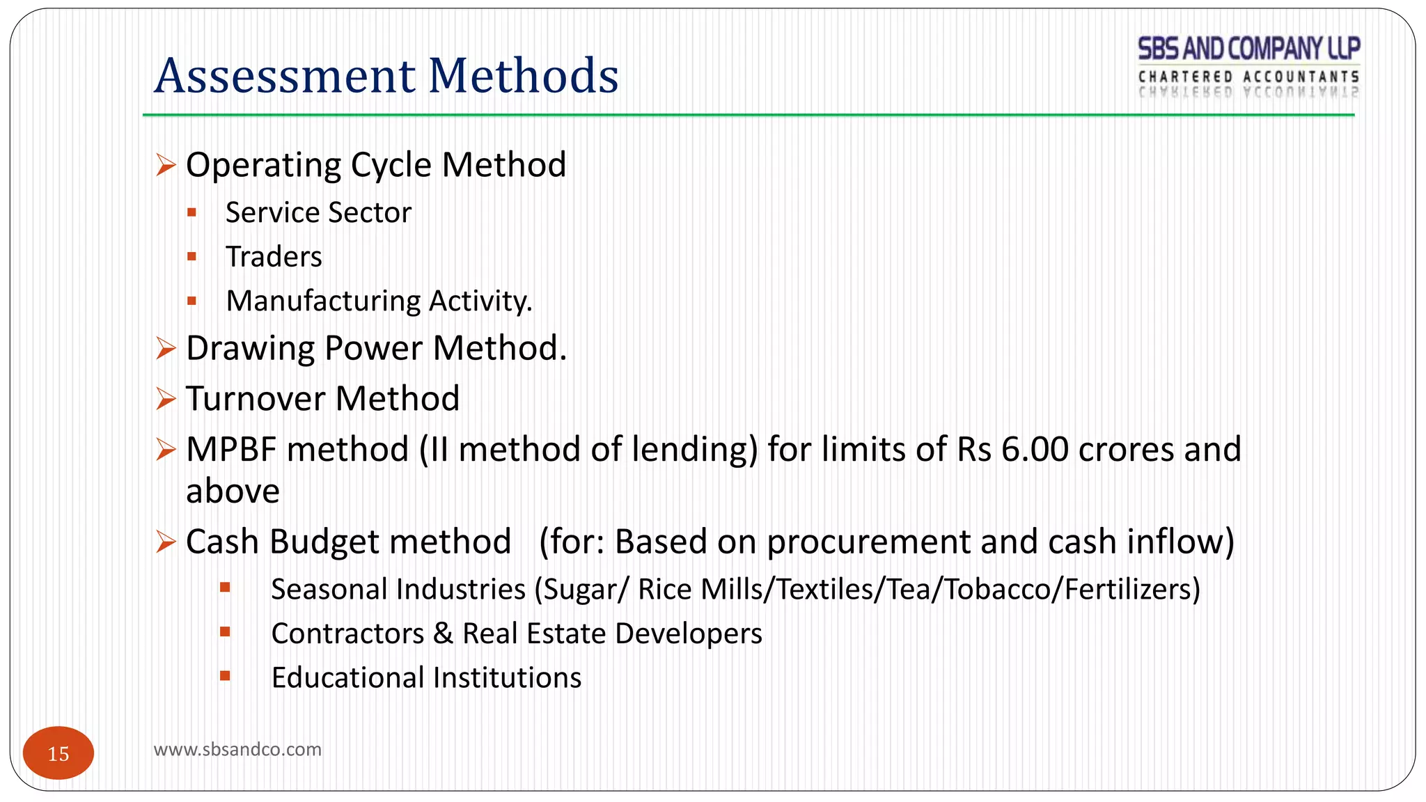 Working capital assessment | PPTX