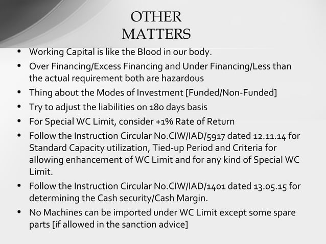 Working capital assessment | PPT | Needlework | Arts and Crafts