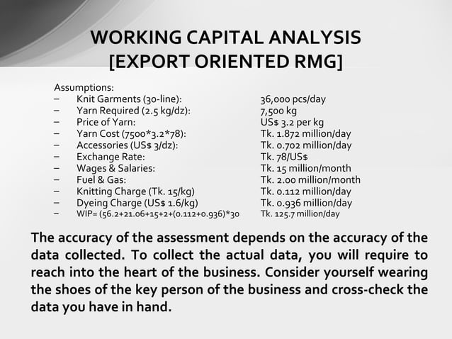 Working capital assessment | PPT | Needlework | Arts and Crafts