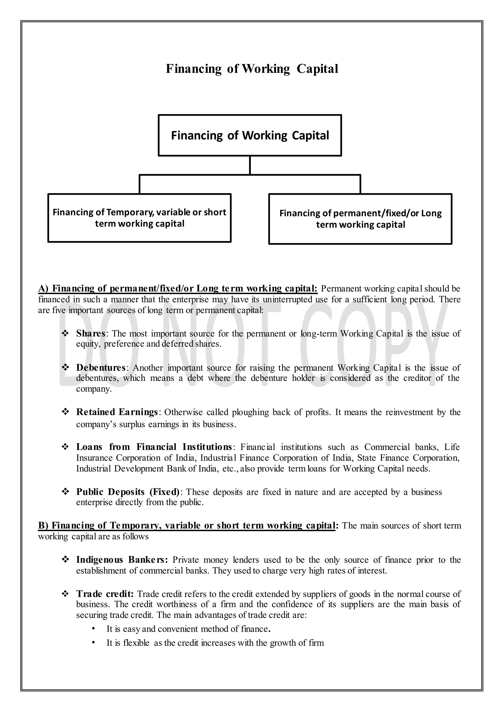 Working capital financing | PDF