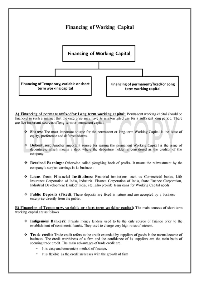 Working capital financing | PDF