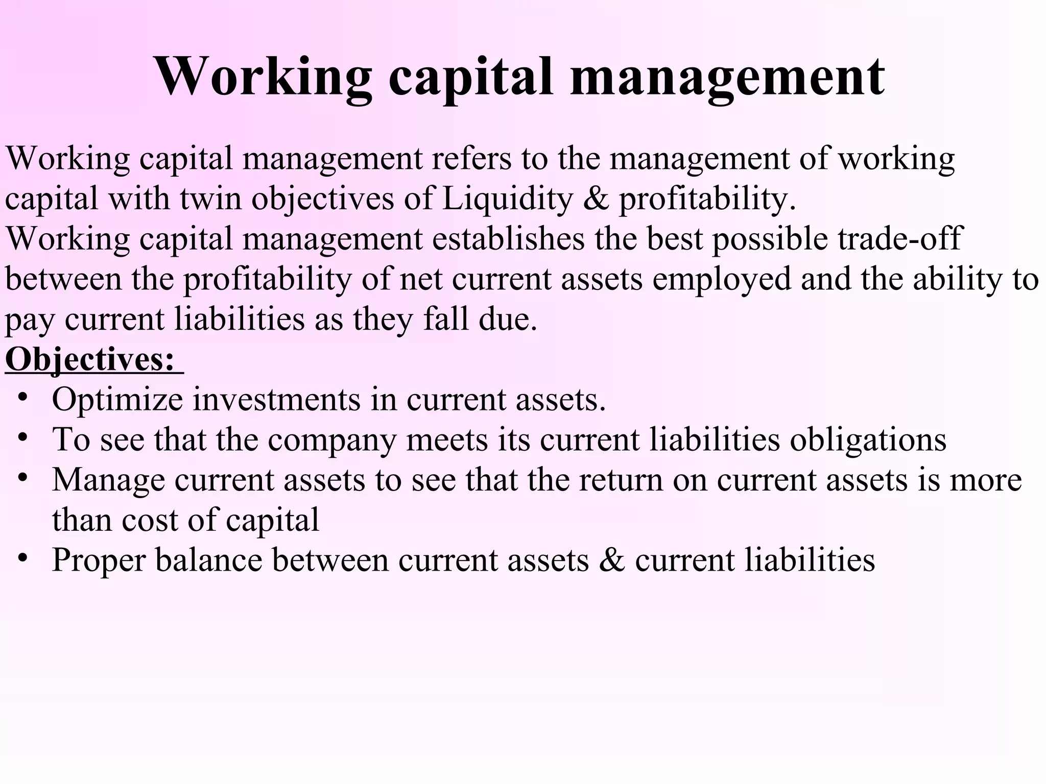 Working capital management | PPT