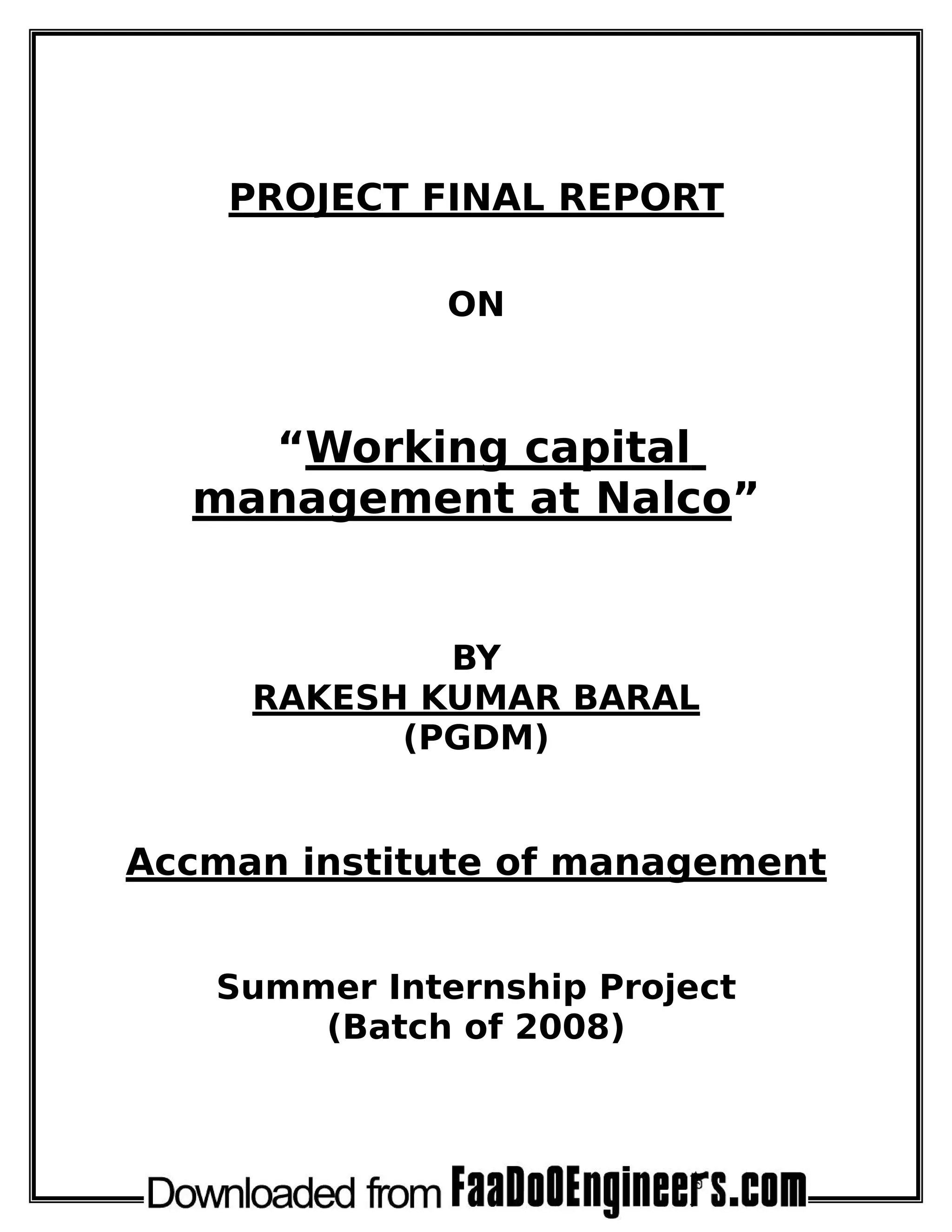Working capital management | PDF