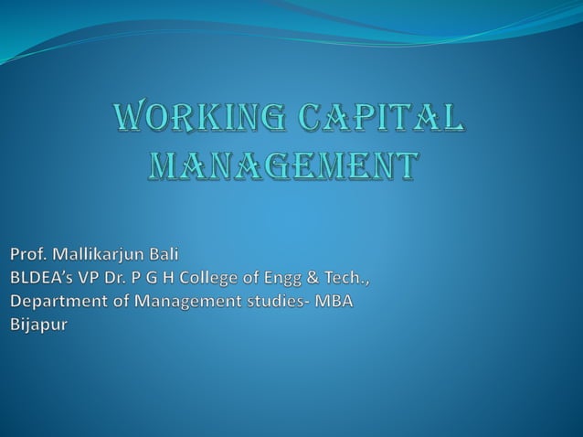 Working capital management | PPT