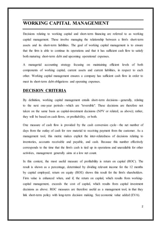 Management of Working Capital- Britannia Industries Ltd. | DOCX