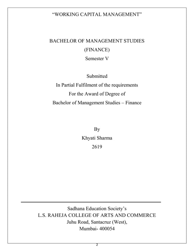 Working capital management | PDF