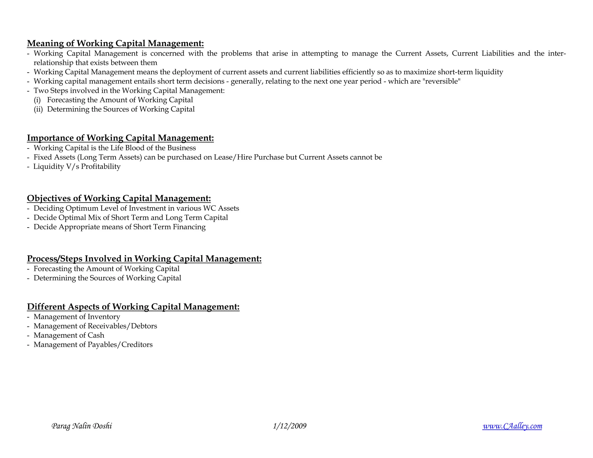 Working capital management | PDF