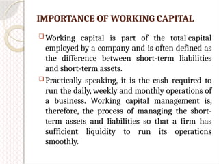 Working capital and types of Working capital | PPTX