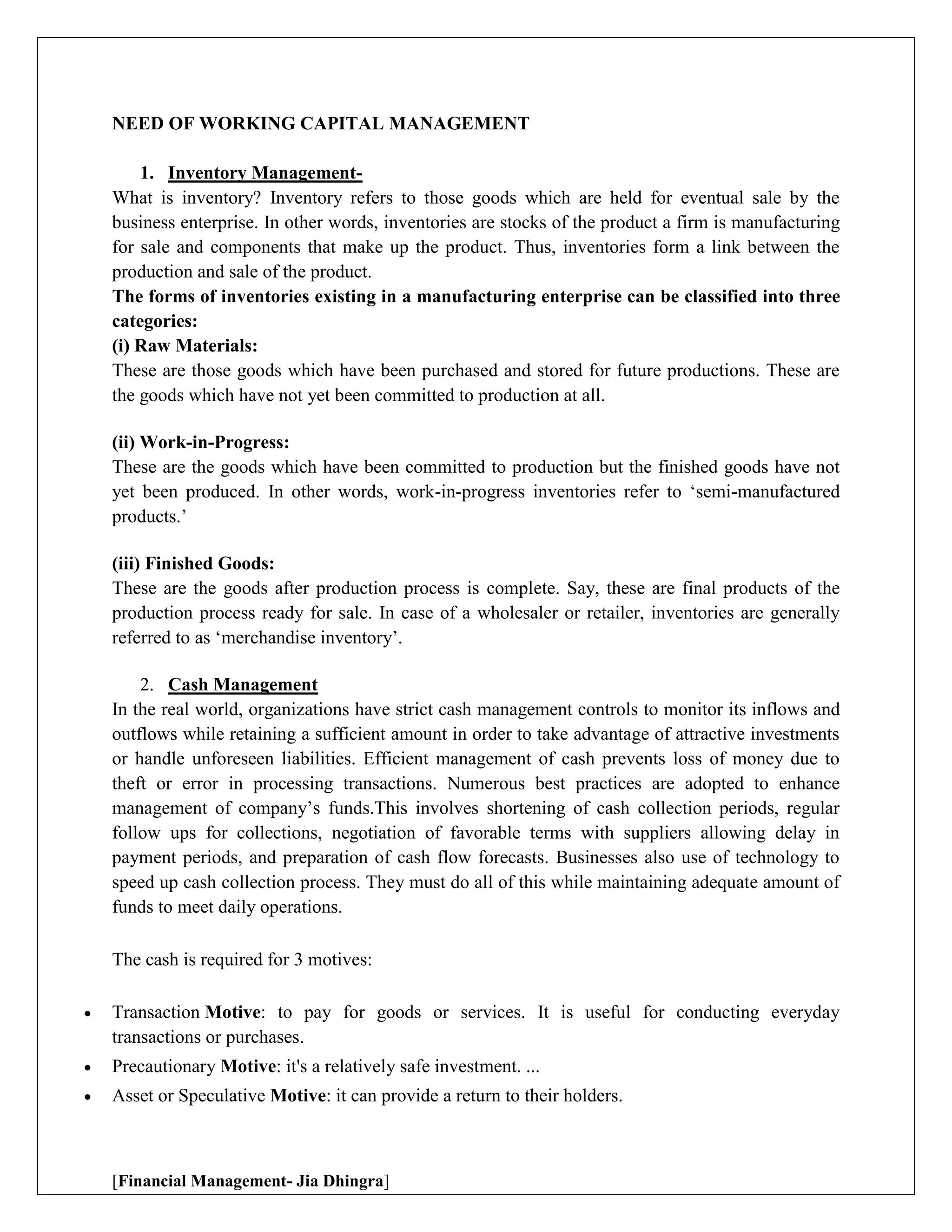 Working capital management | PDF