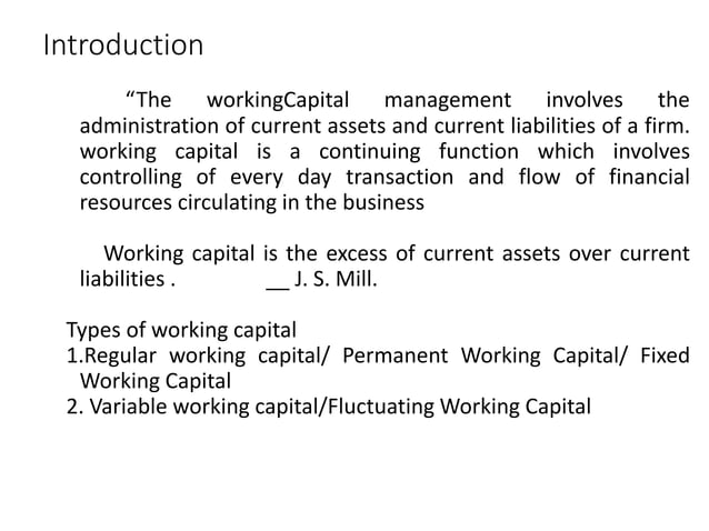Working capital management definition | PPT