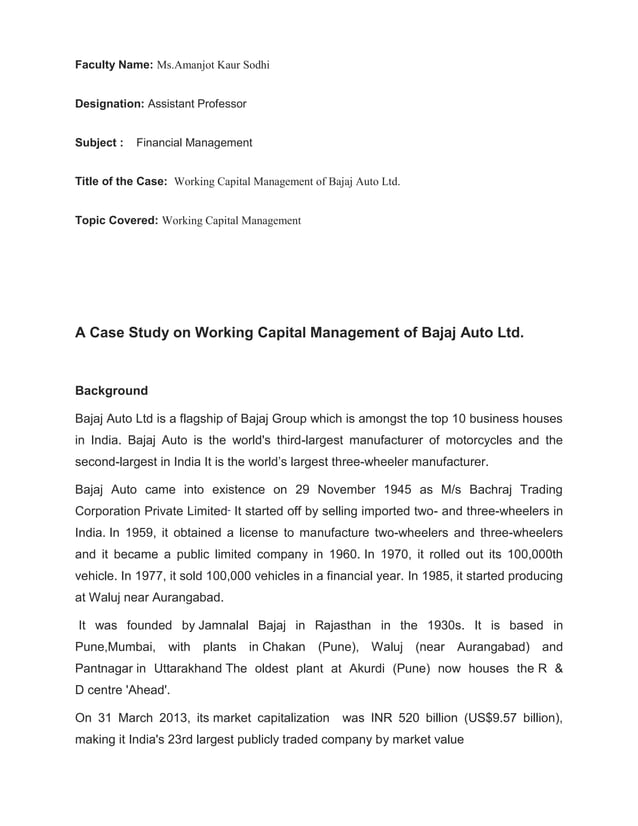 Working capital management . | PDF