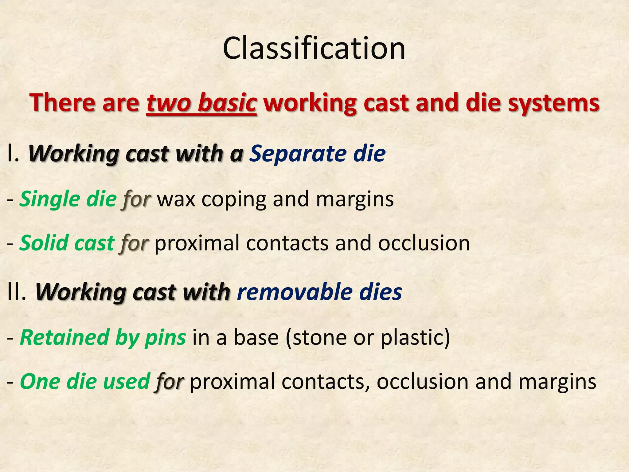 Working casts and dies | PDF