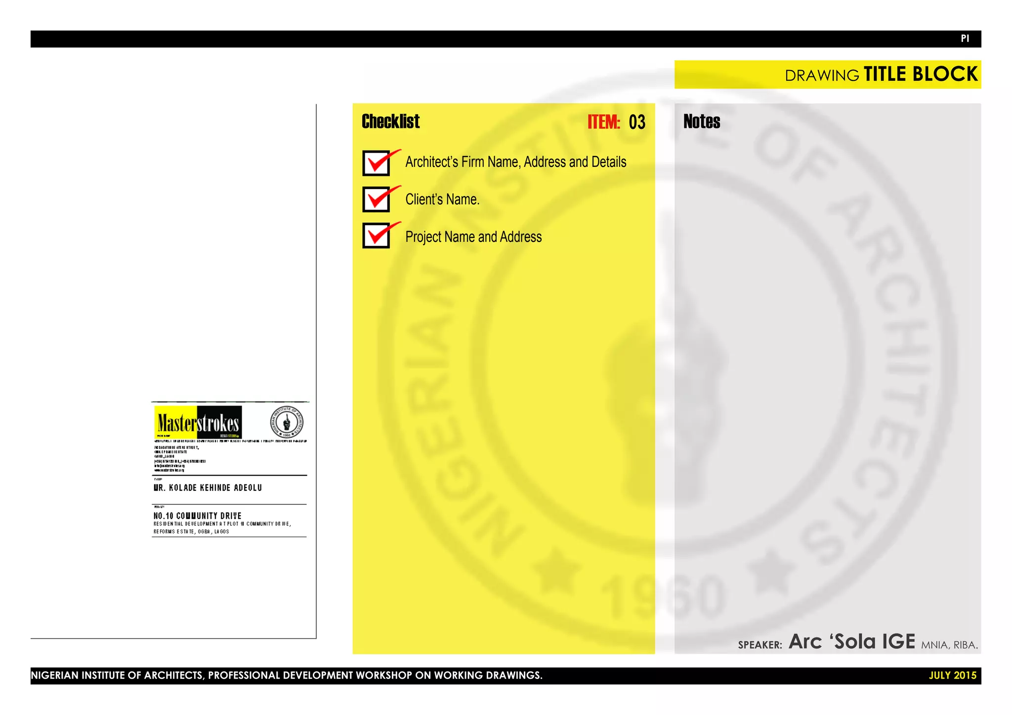 Working Drawings Checklists | PDF