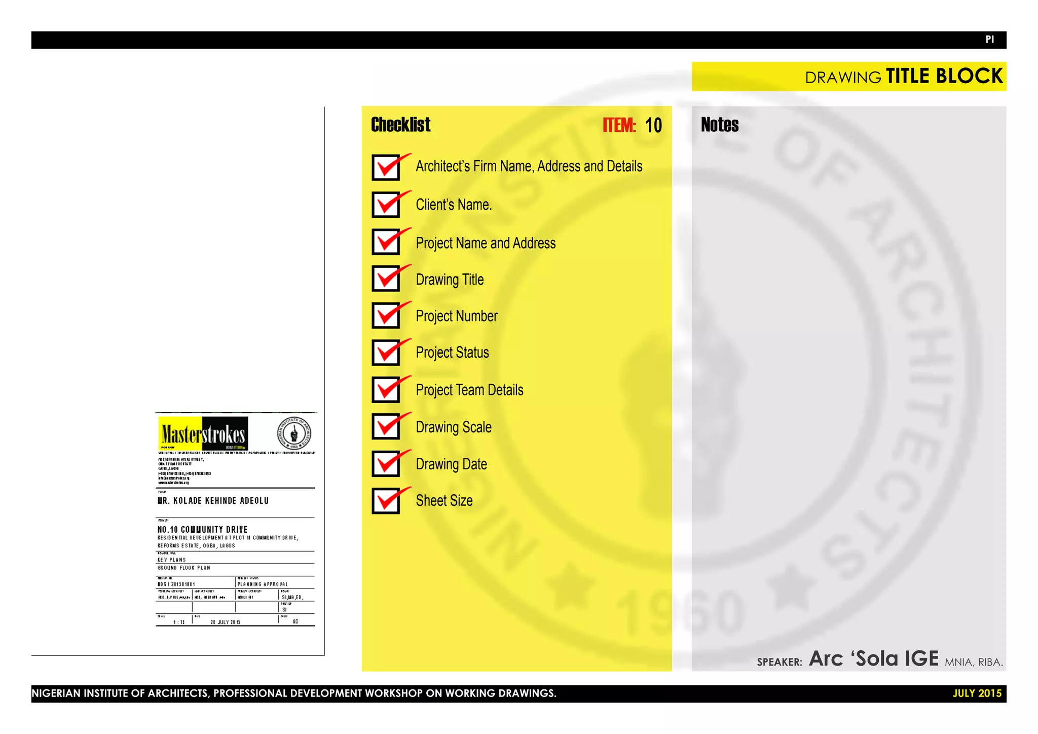 Working Drawings Checklists | PDF