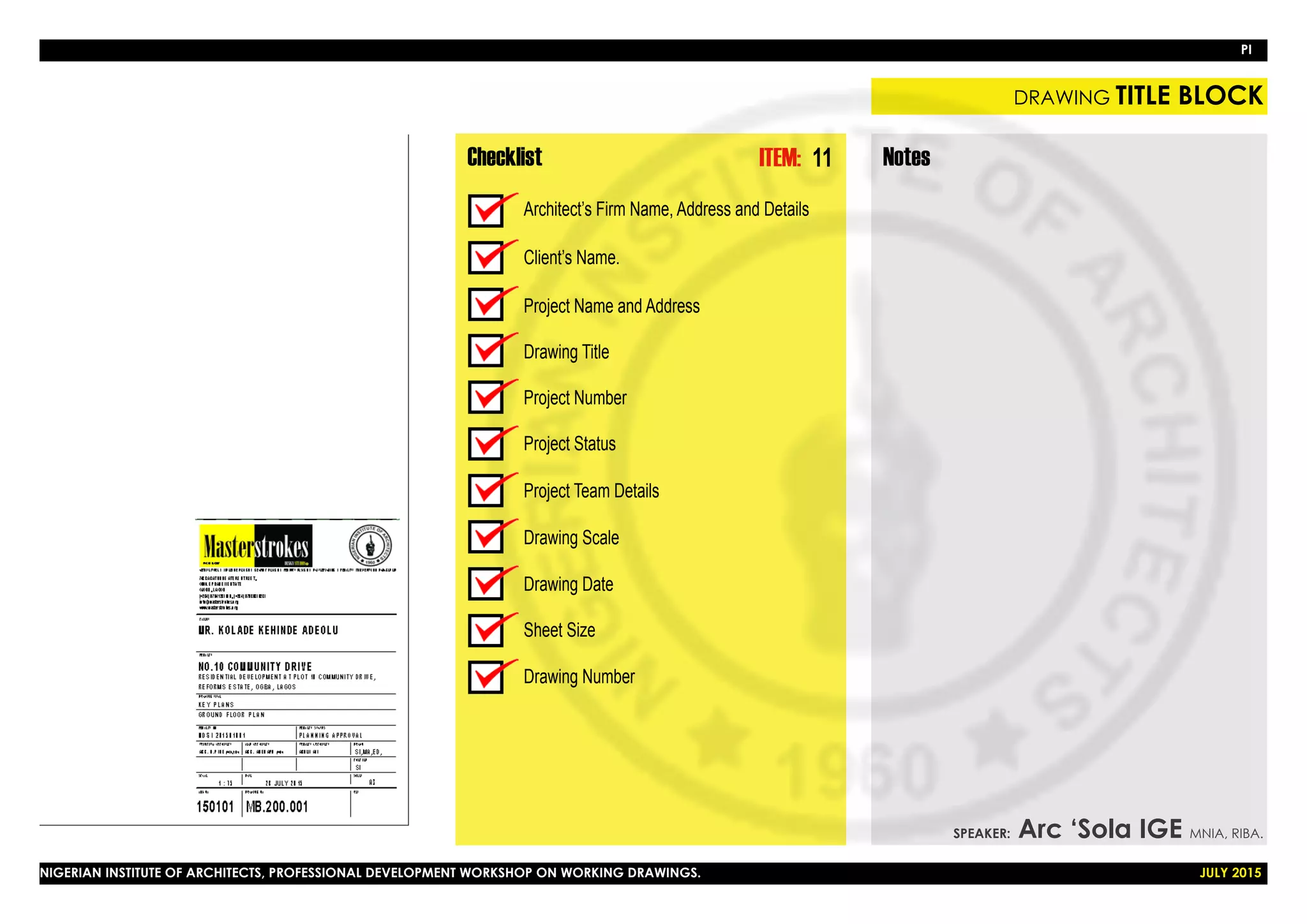 Working Drawings Checklists | PDF