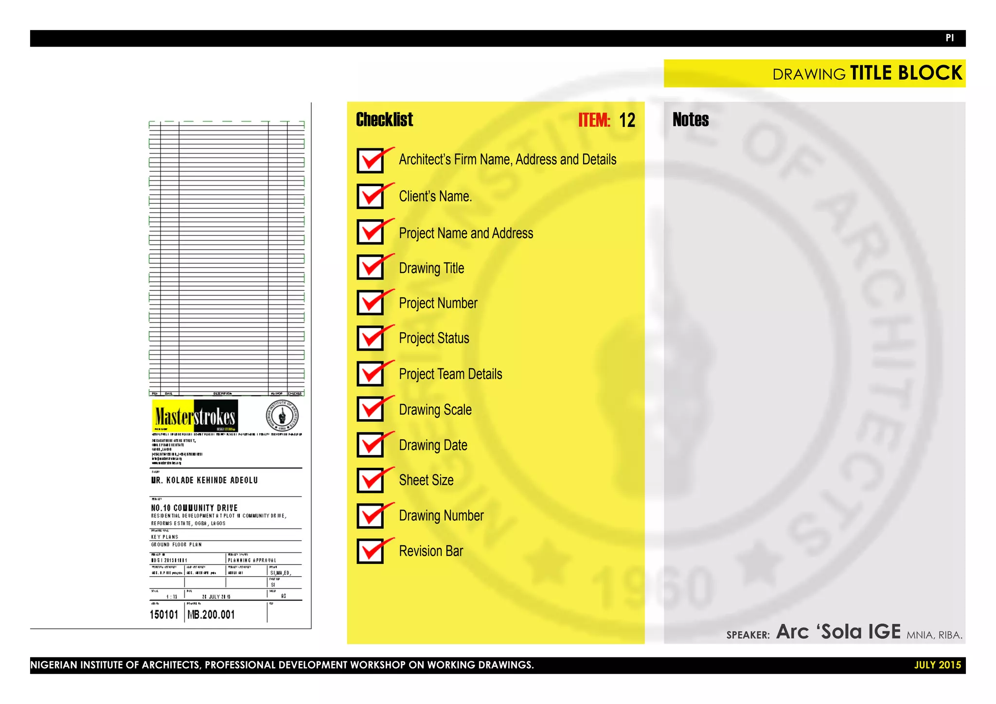 Working Drawings Checklists | PDF