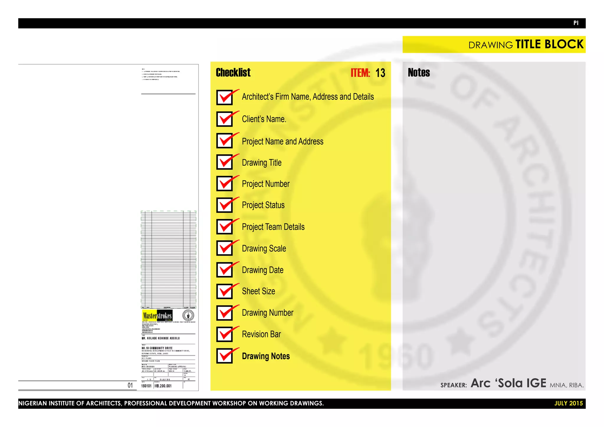 Working Drawings Checklists | PDF
