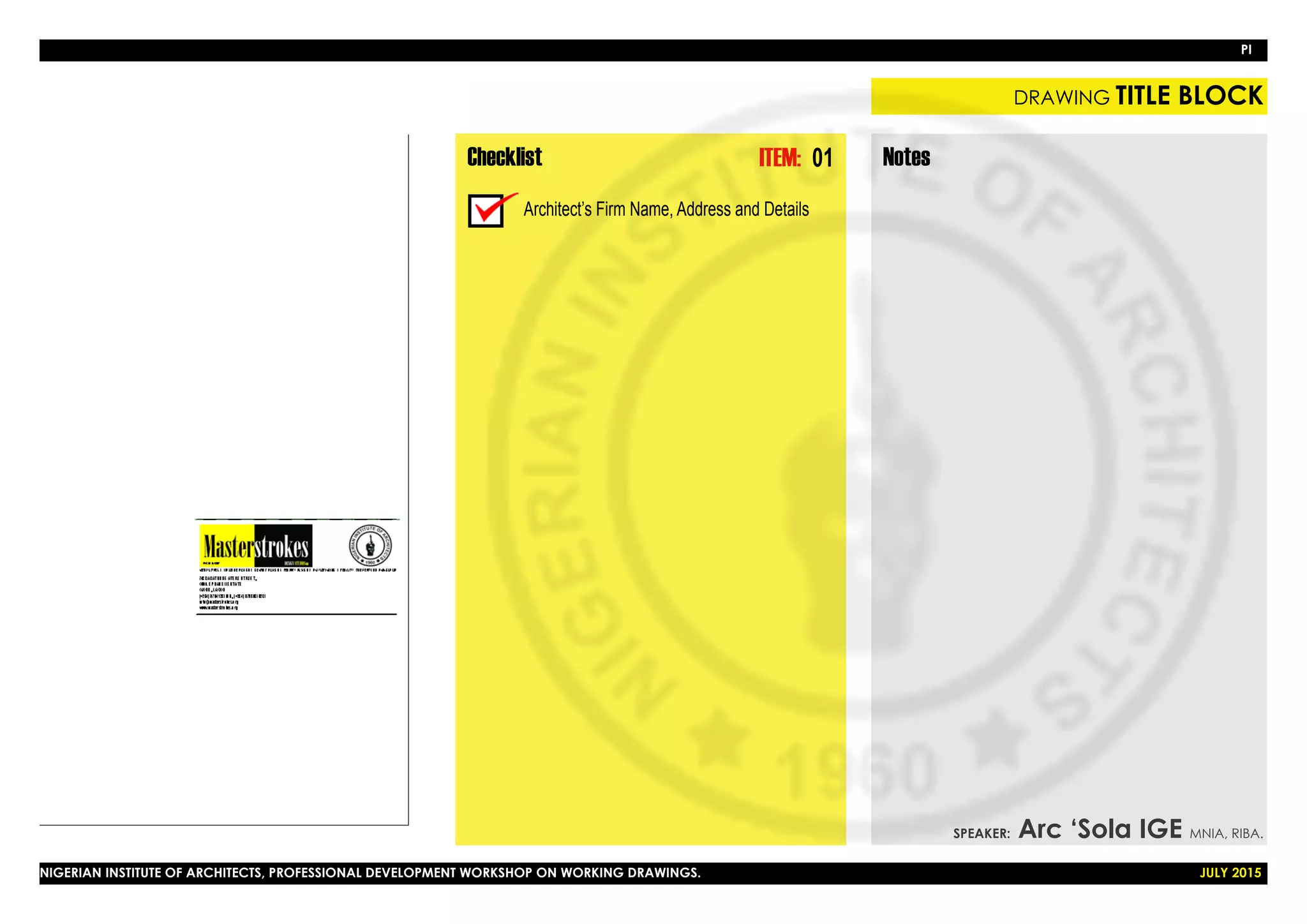 Working Drawings Checklists | PDF