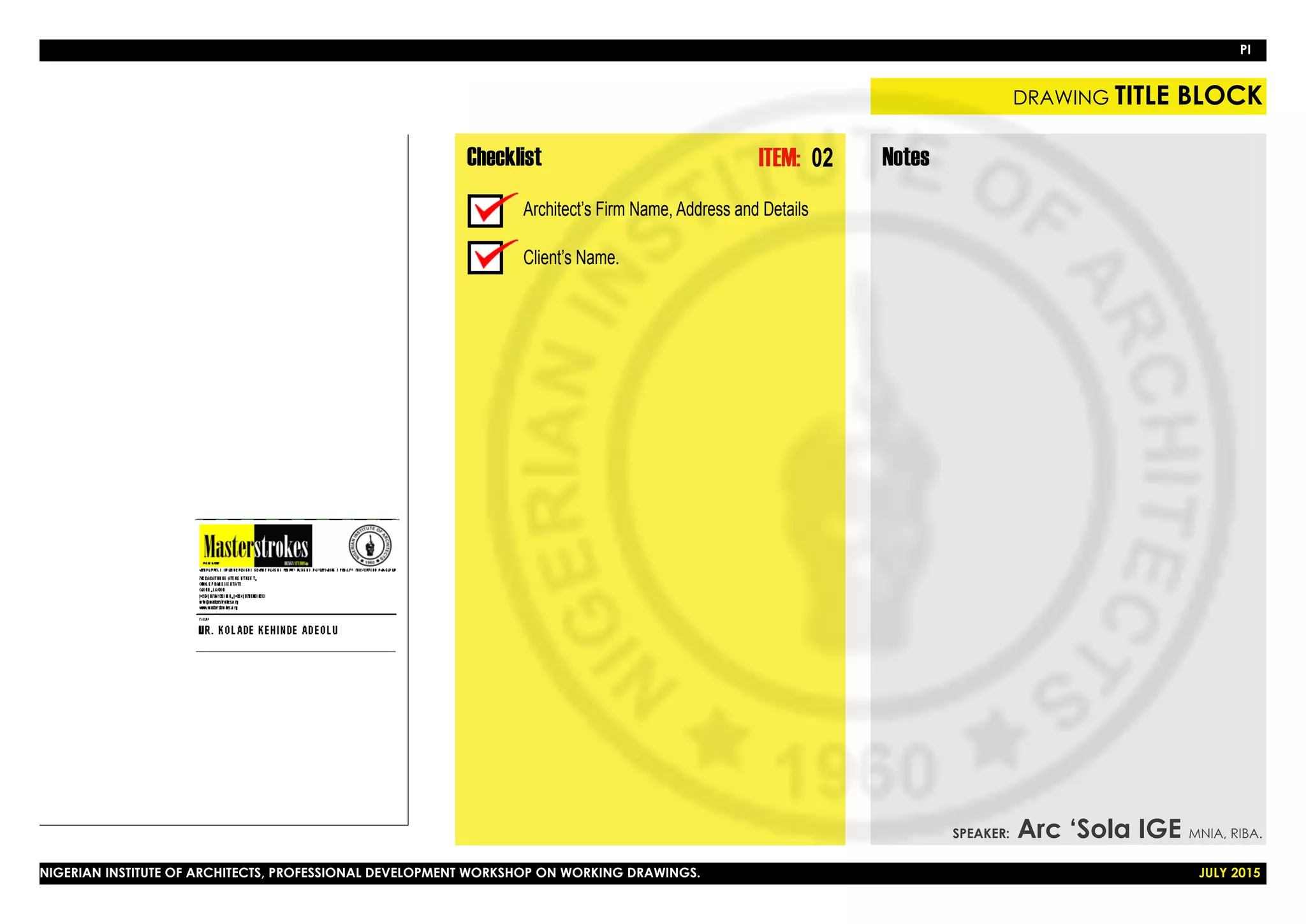 Working Drawings Checklists | PDF