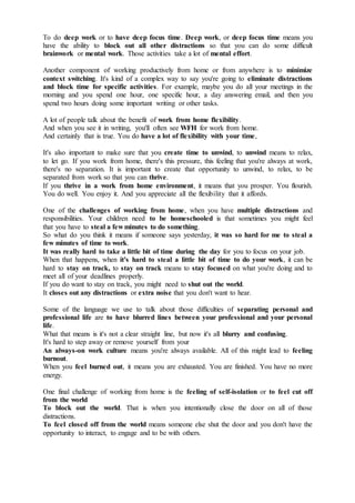 Advanced Vocabulary for Working From Home | PDF