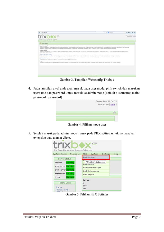 Working Instruction Instalation VOIP on Trixbox | DOCX
