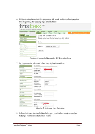 Working Instruction Instalation VOIP on Trixbox | DOCX