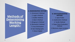 working length by different method dental | PPTX