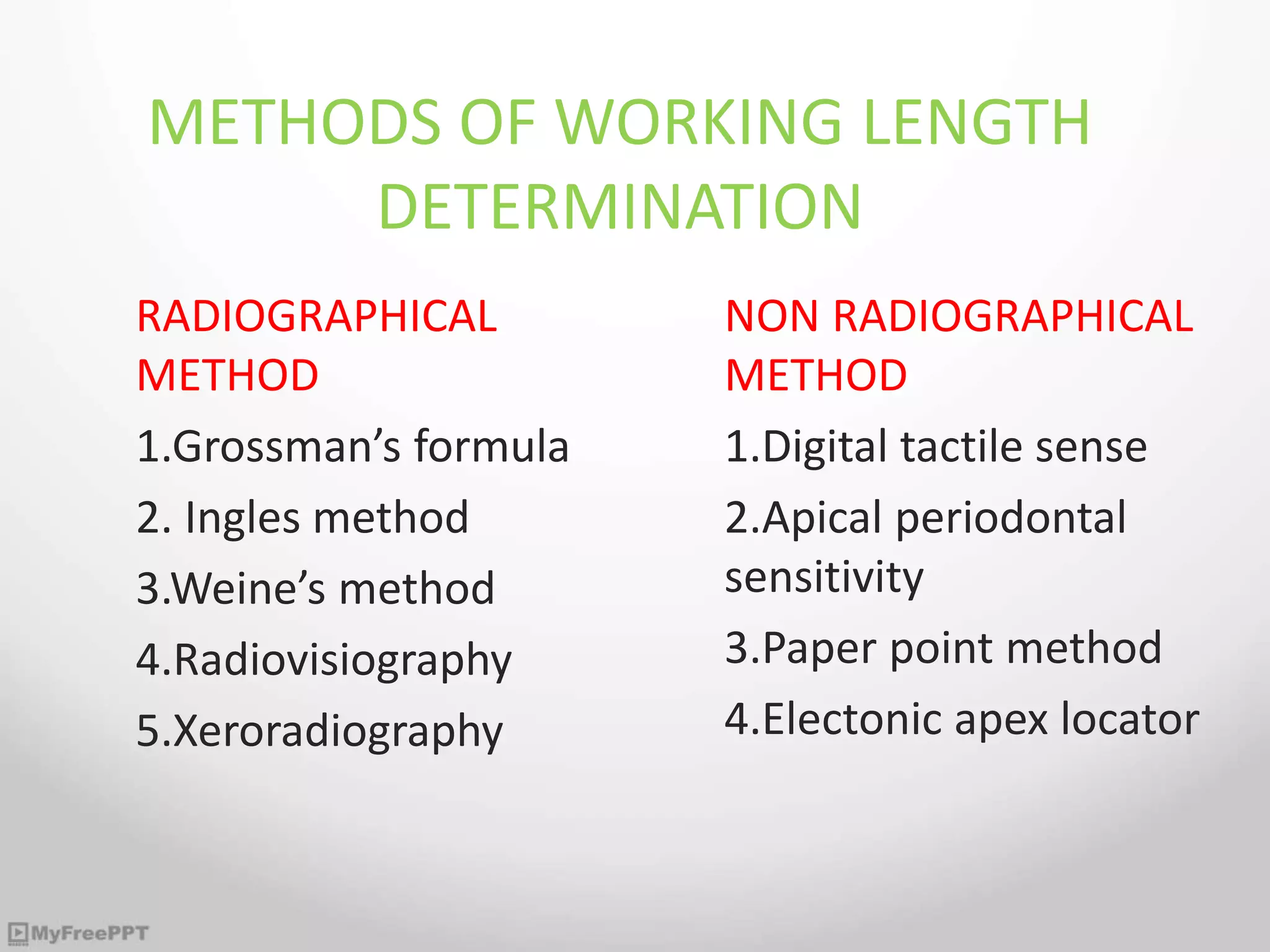 Working length determination apex and the methods | PPTX