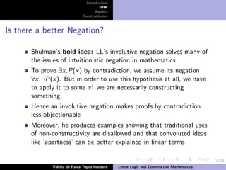 Linear Logic and Constructive Mathematics, after Shulman | PPT