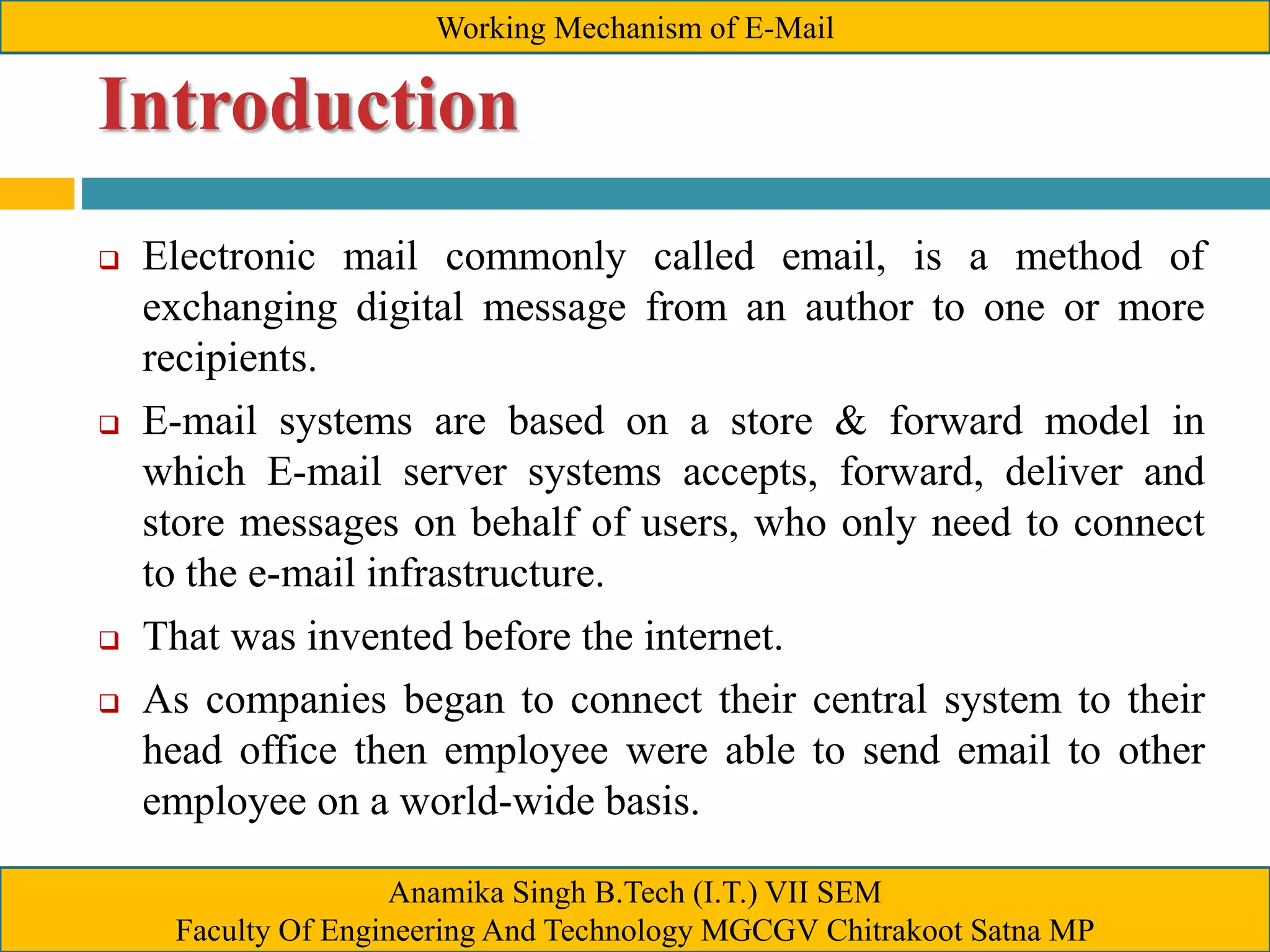 Working mechanism of e mail | PPTX