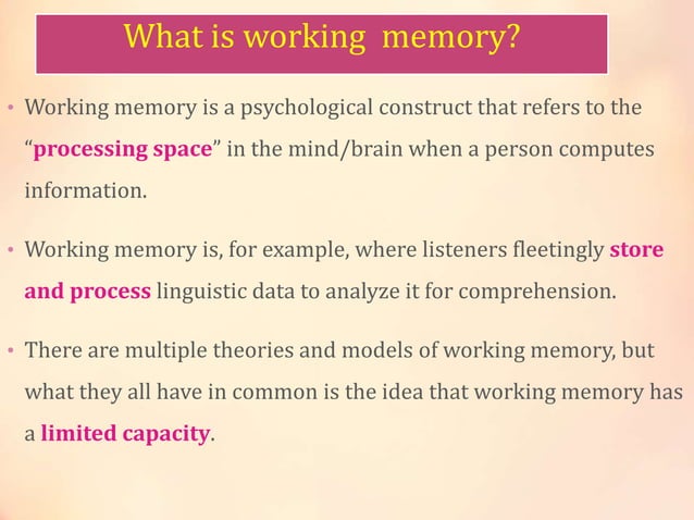 Working memory | PPTX | Internet for Beginners | Internet
