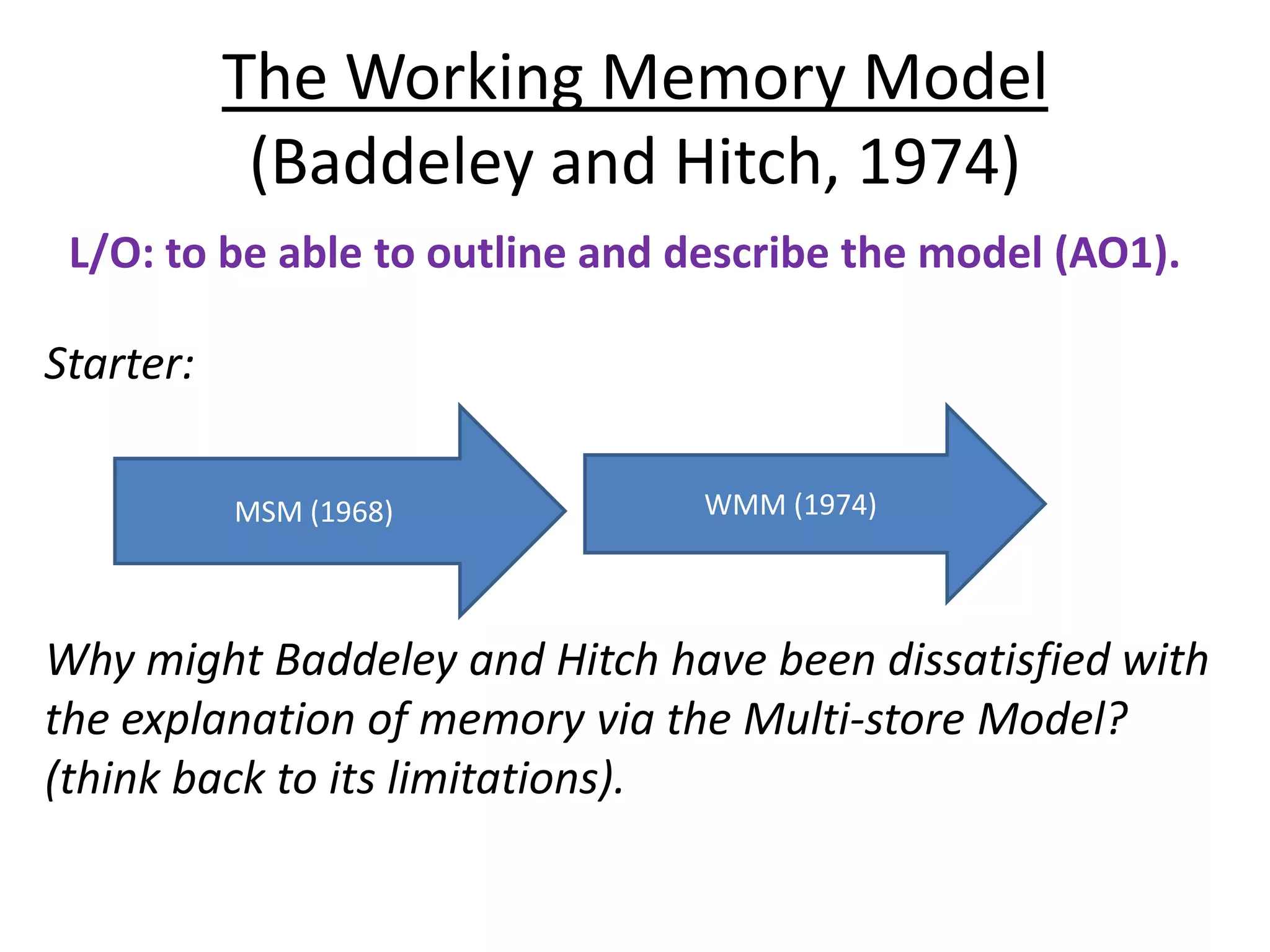 Working memory model, case study cw & evaluate msm | PPTX