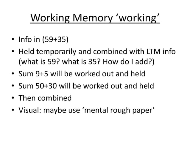 Working memory model, case study cw & evaluate msm | PPT