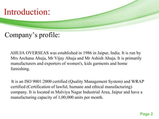 Working of an export house | PPTX