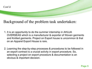 Working of an export house | PPTX
