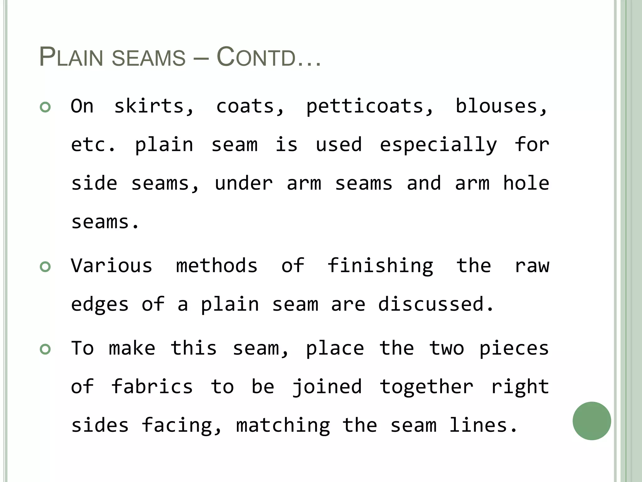Working of common seams | PPTX