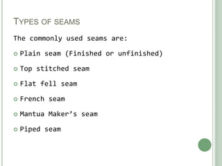 Working of common seams | PPTX