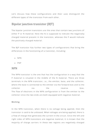 Working of Different types of Transistors | PDF